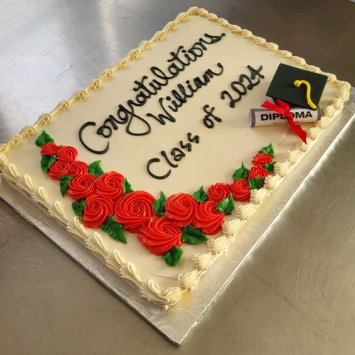 Graduation Sheet Cakes With Flowers